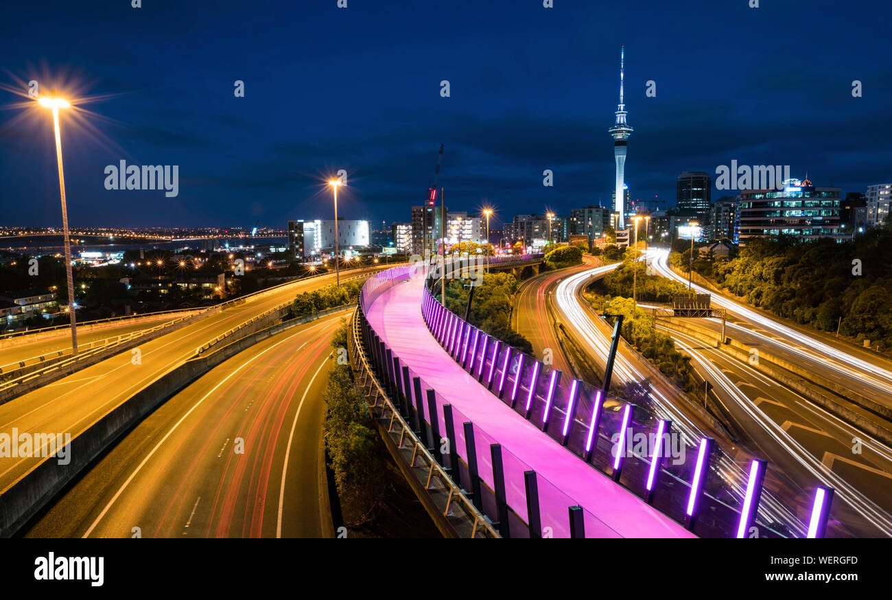 Auckland, New Zealand, at night Stock Photo - Alamy