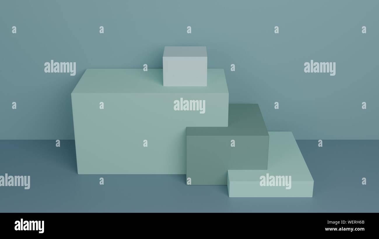 Background green boxes 3D render Stock Photo - Alamy