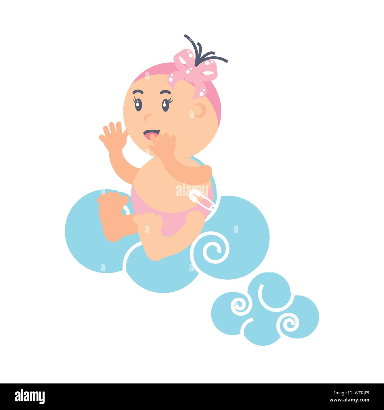 cute baby girl with clouds vector illustration design Stock Vector ...