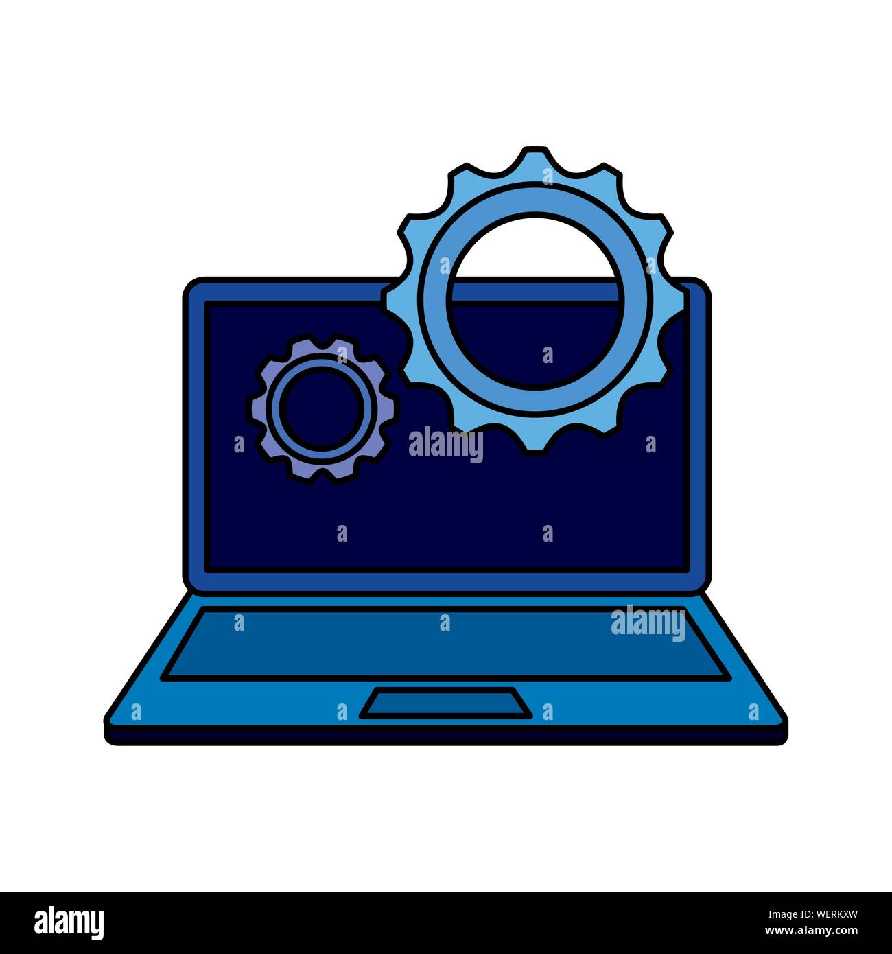 laptop computer device with gears settings Stock Vector Image & Art - Alamy
