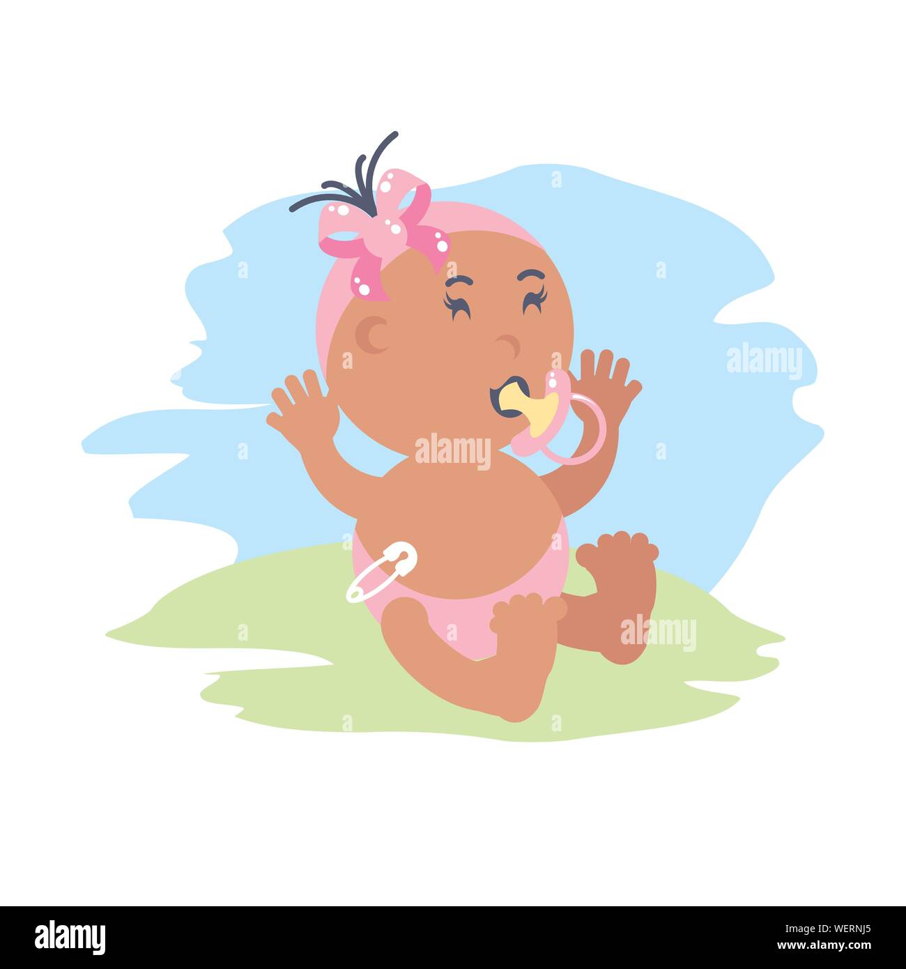cute baby girl with pacifier avatar character vector illustration ...