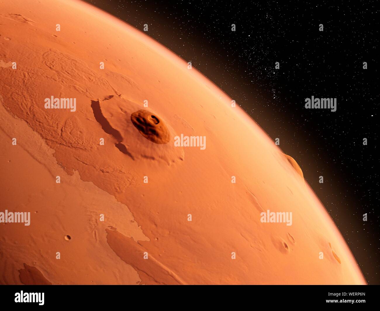 Olympus Mons, Mars, illustration Stock Photo - Alamy