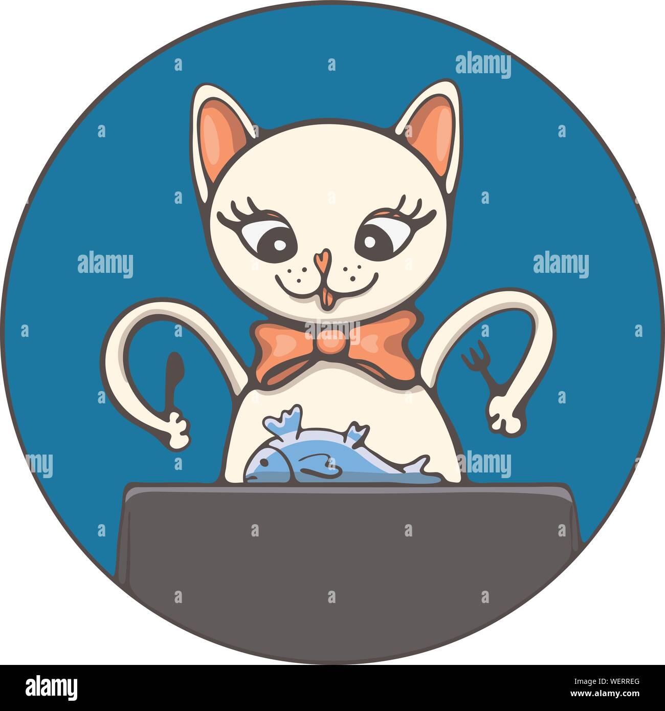 Cartoon cat dinner fish restaurant, vector Stock Vector Image & Art - Alamy