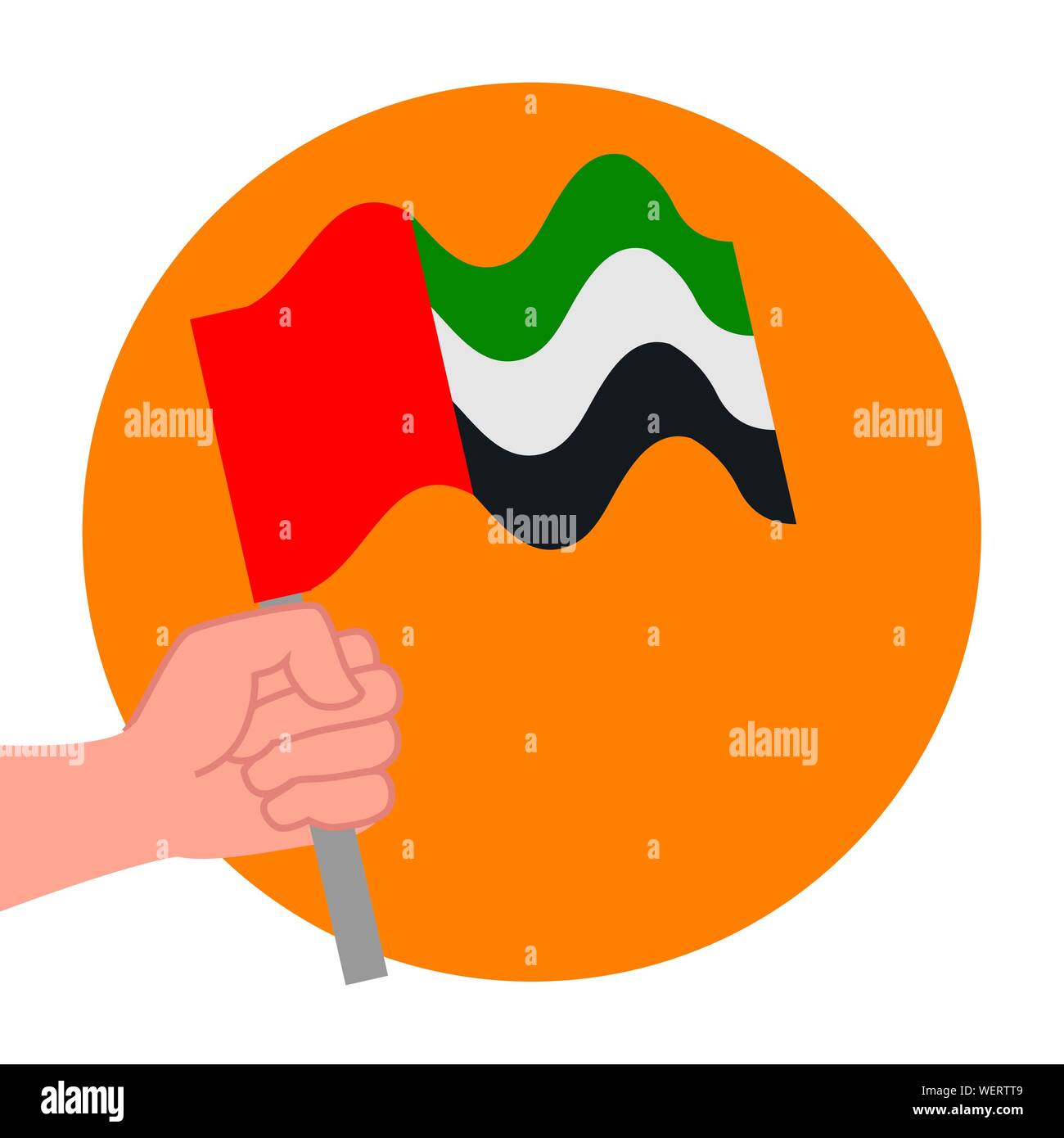 Hand With United Arab Emirates Flag Waving In Pole Stock Vector Image