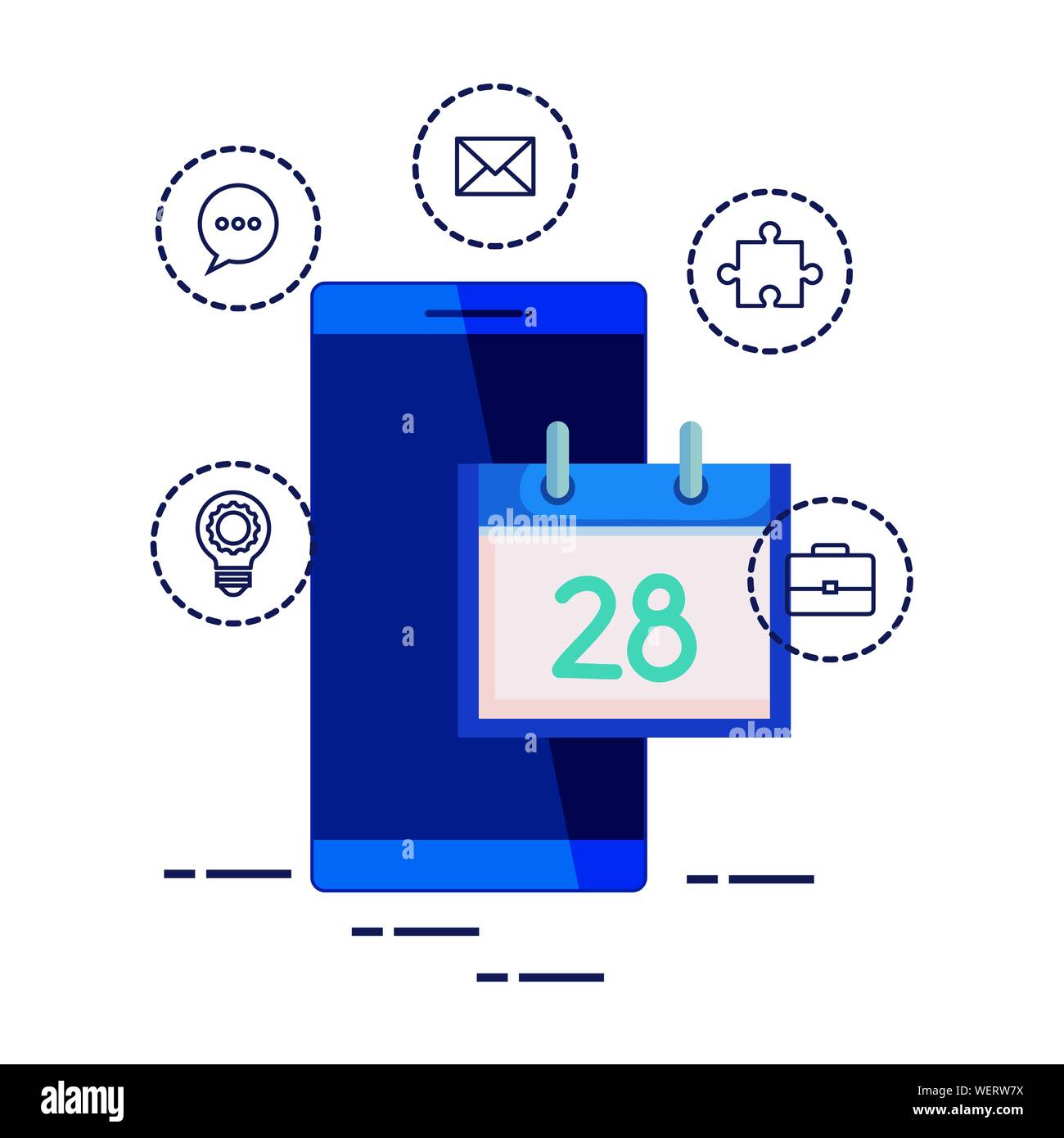 smartphone with calendar and social media icons Stock Vector Image ...