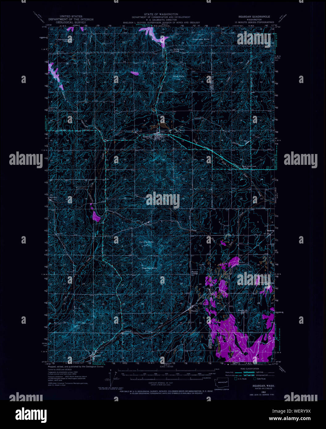 Map of reardan washington hi-res stock photography and images - Alamy