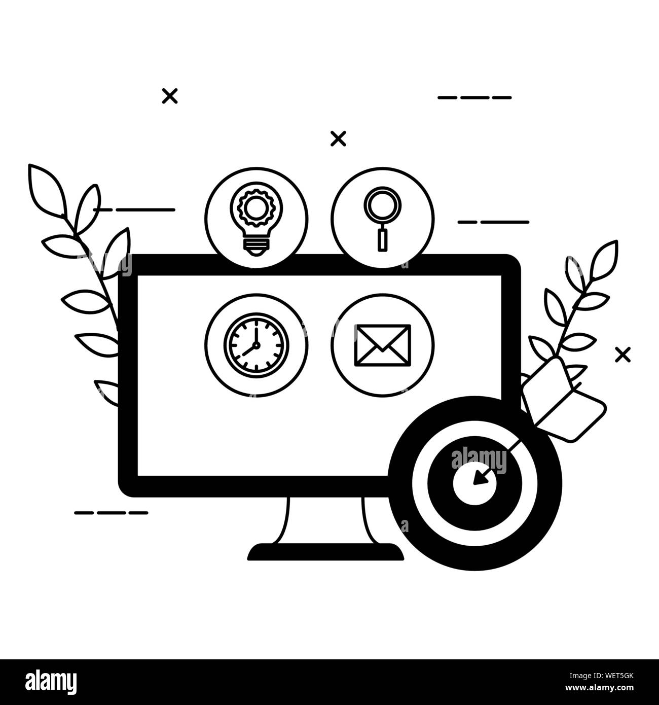desktop computer with set icons and target Stock Vector Image & Art - Alamy