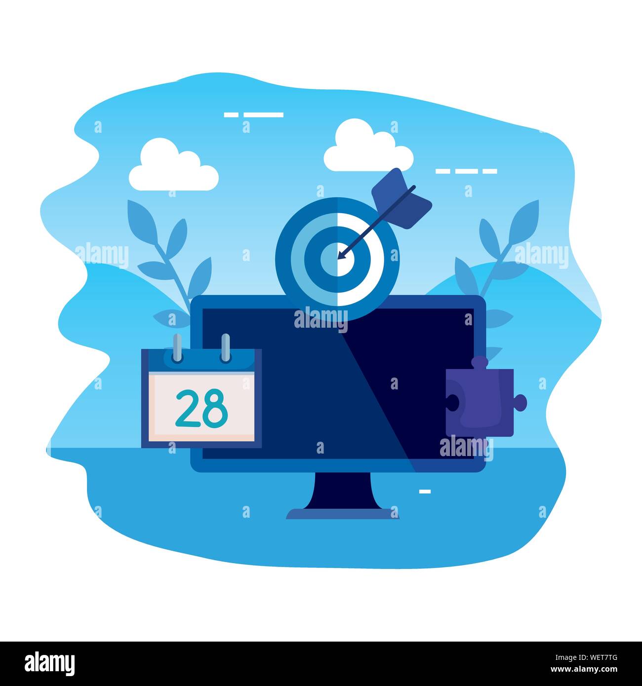 desktop with calendar and target Stock Vector Image & Art - Alamy