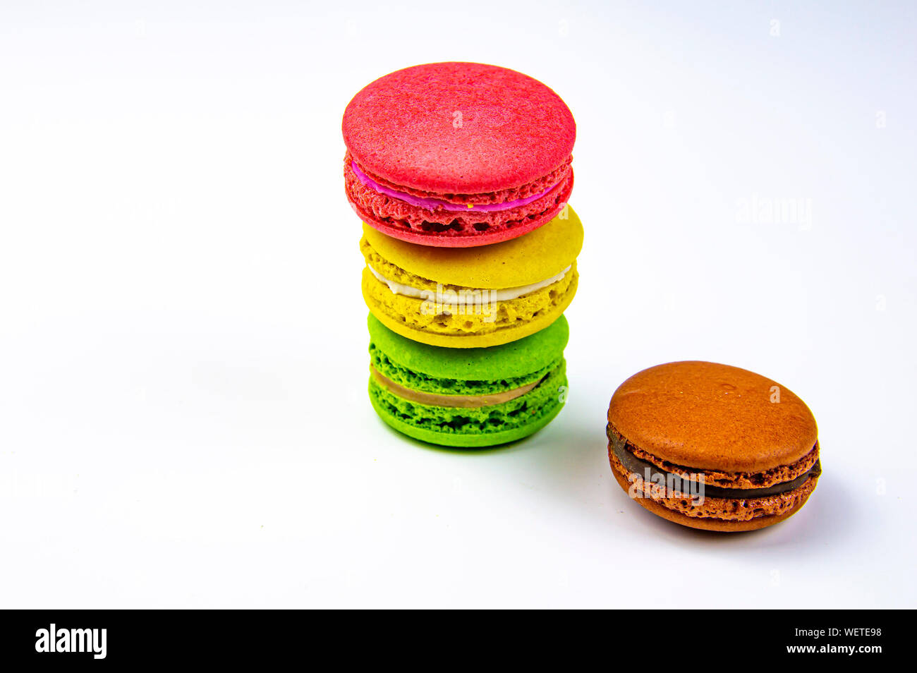Round color cookies on a white background. Dessert. Sweets Stock Photo ...
