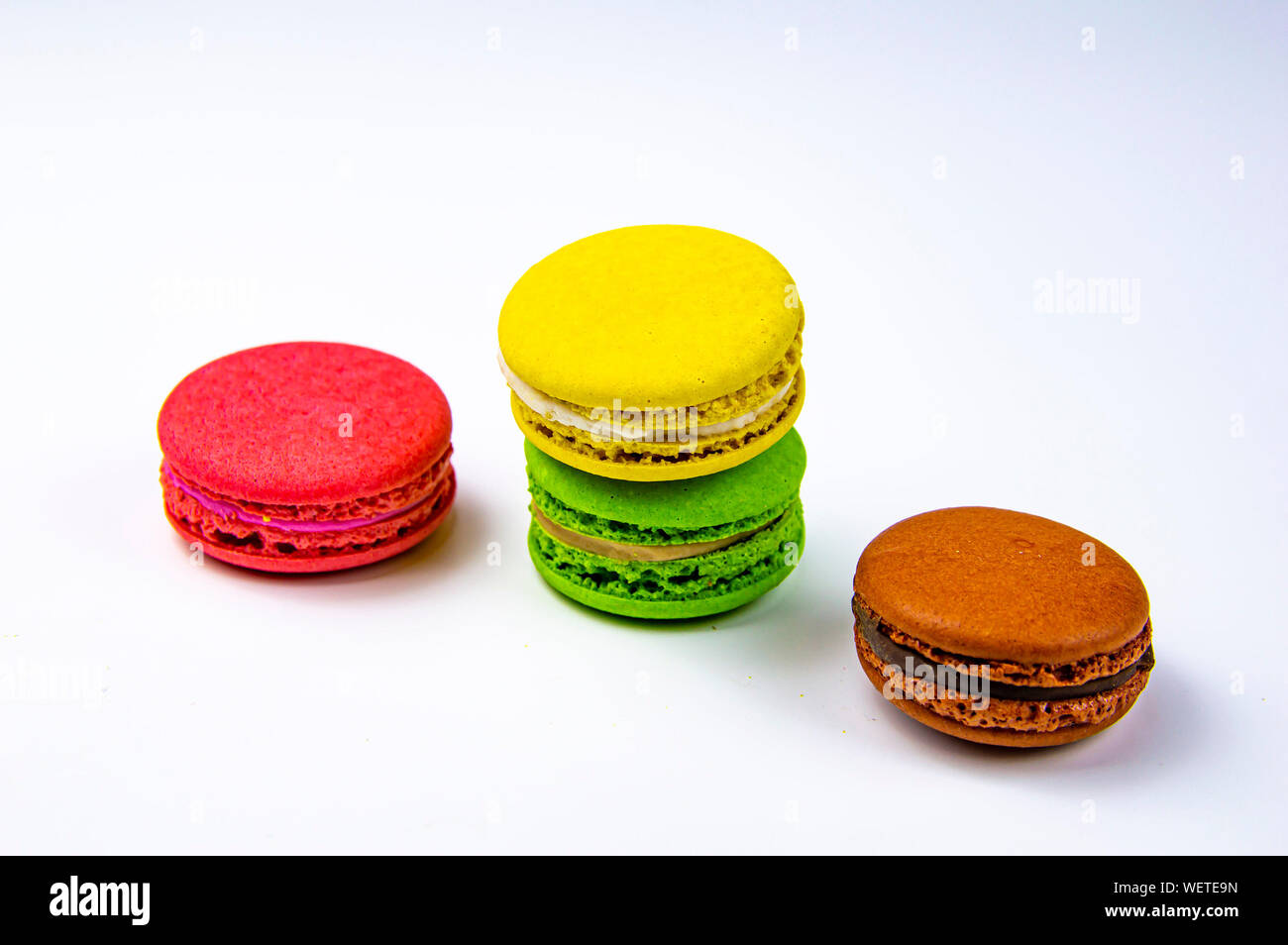 Round color cookies on a white background. Dessert. Sweets Stock Photo ...