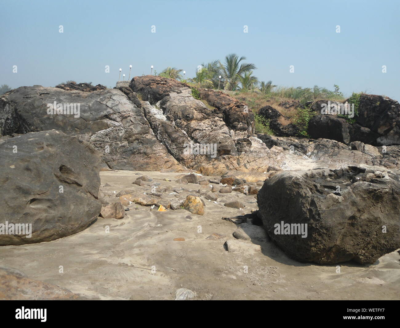 Big Rocks On Beach Stock Photo - Alamy