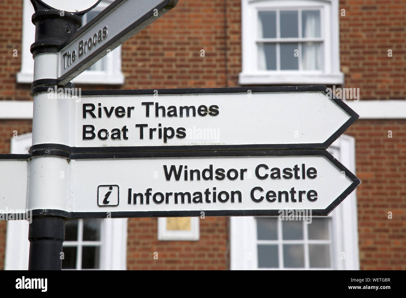 Direction Signpost for Castle and River Thames; Windsor; London ...