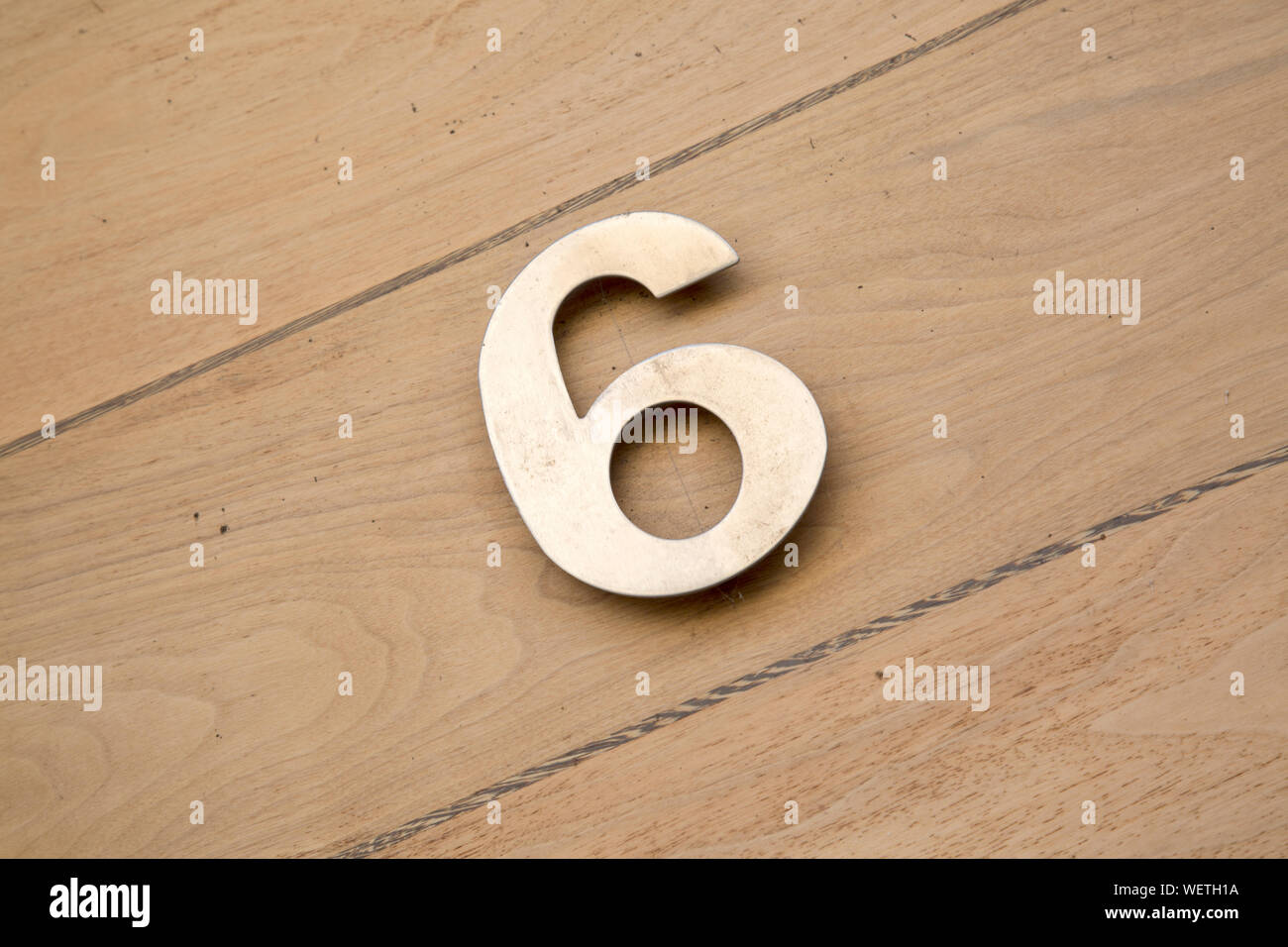 Closeup of Number Six on Wooden Door Stock Photo - Alamy