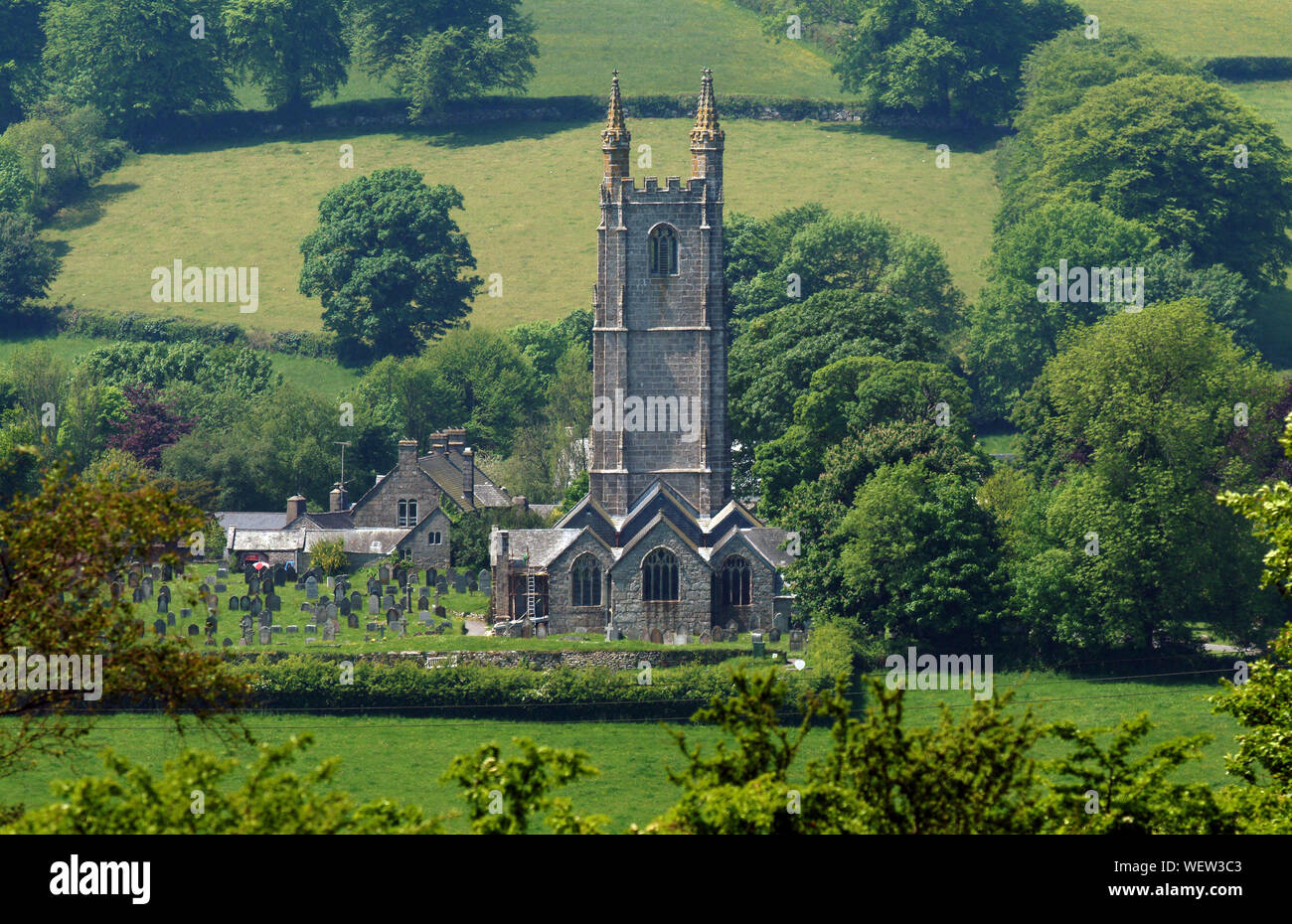 St.Pancras Church Widecombe-in-the-Moor on Dartmoor, Devonshire Stock ...