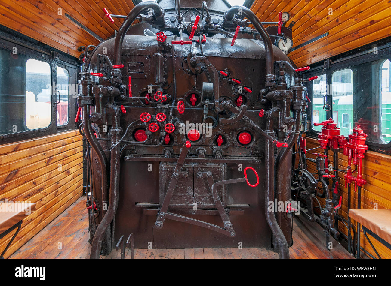 Details of steam locomotive. Inside a cabin Stock Photo - Alamy
