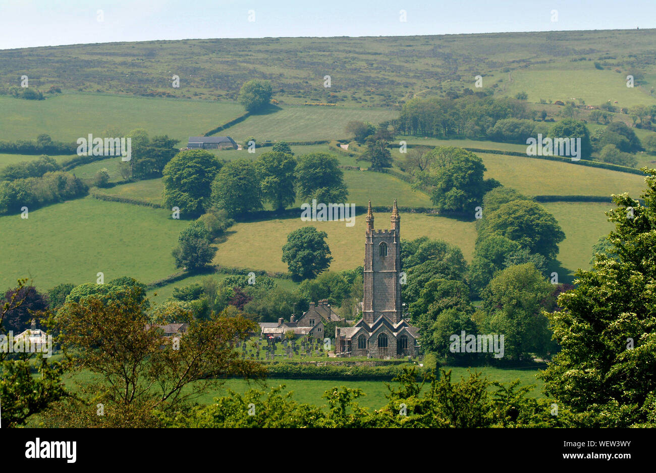 St.Pancras Church Widecombe-in-the-Moor on Dartmoor, Devonshire Stock ...
