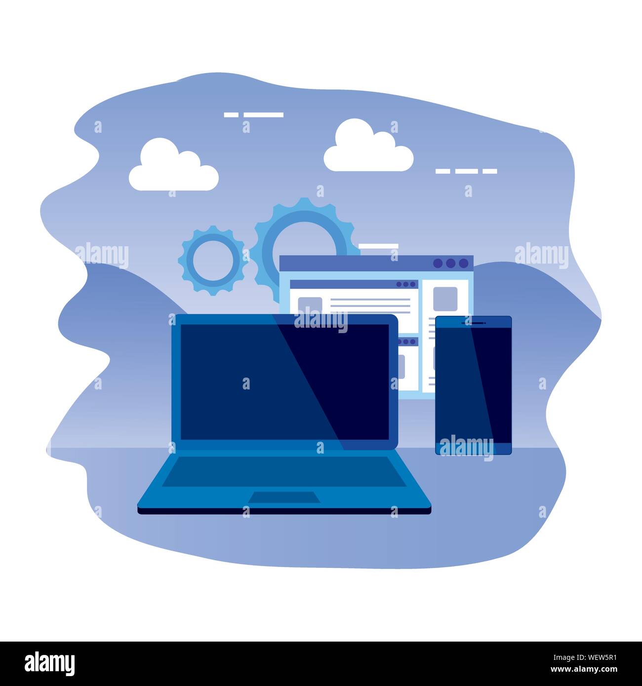 laptop computer with webpage and smartphone Stock Vector Image & Art ...