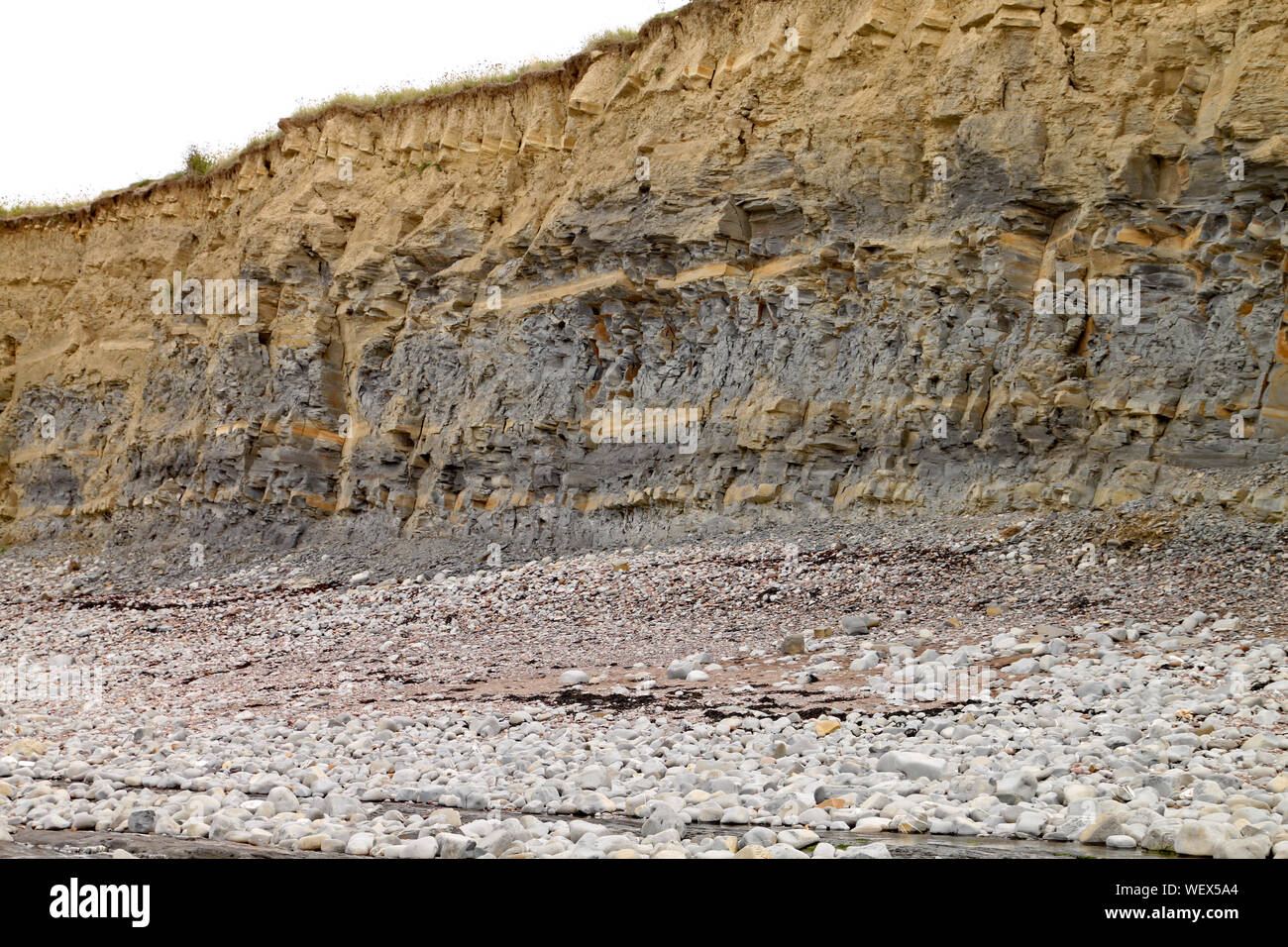 The cliffs at Kilve beach near East Quantoxhead in Somerset, England ...