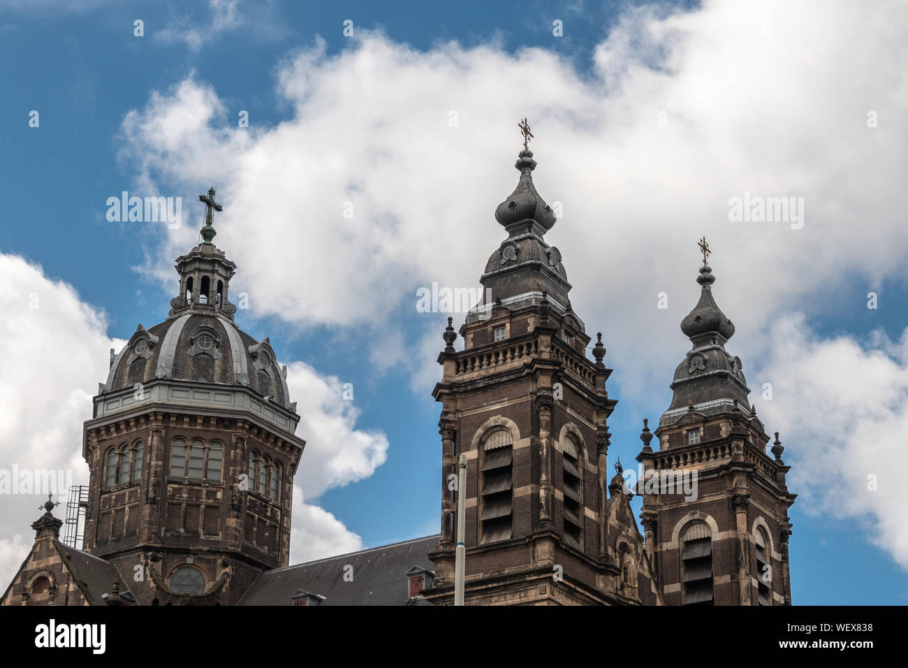Amsterdam, the Netherlands - July 1, 2019: Red brick with white trim ...