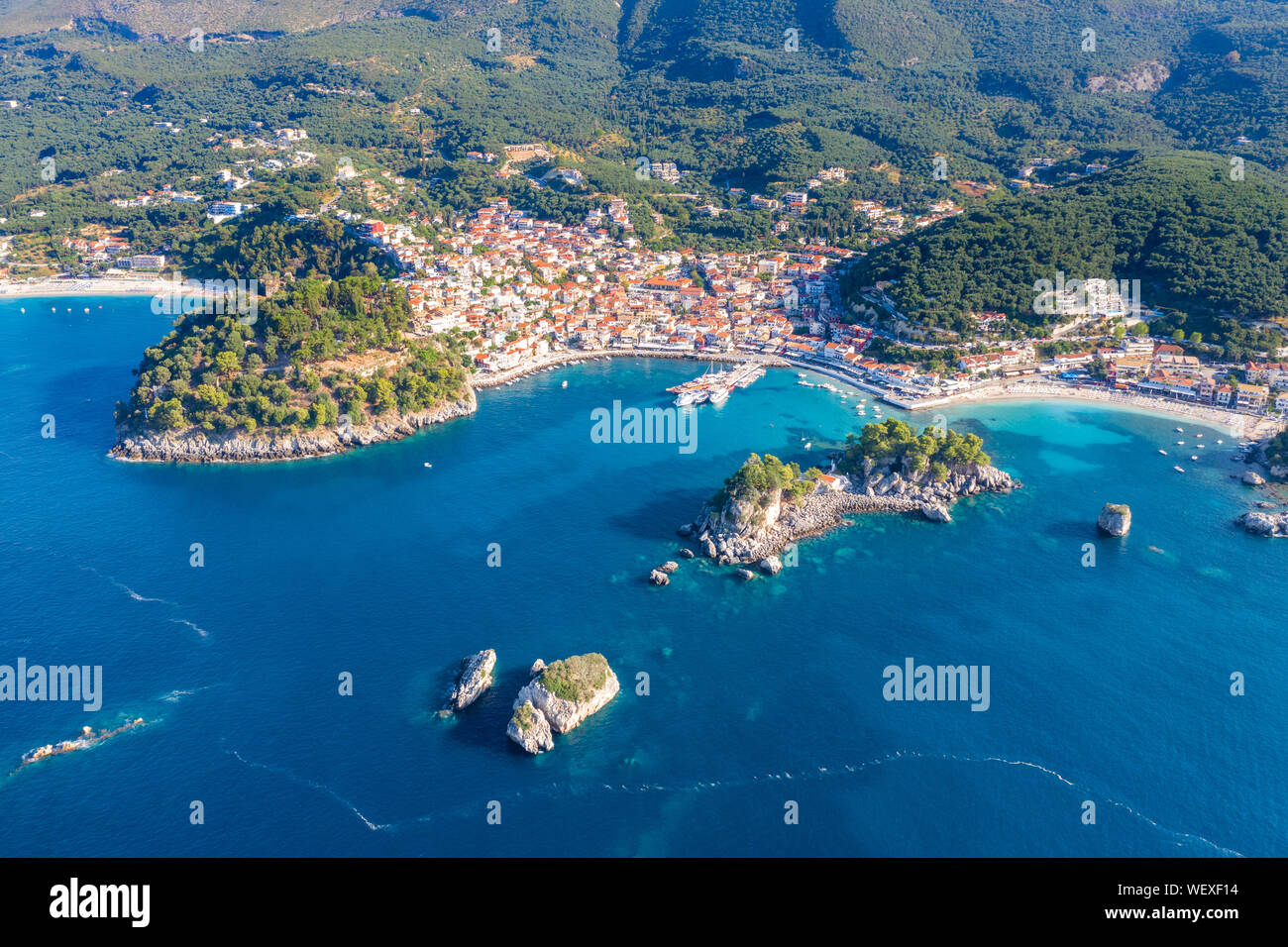 Panoramic view of scenic Parga city, Greece Stock Photo - Alamy
