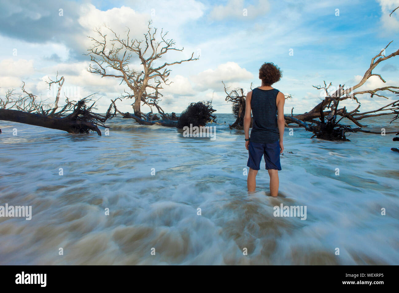 Boy looking at flood hi-res stock photography and images - Alamy