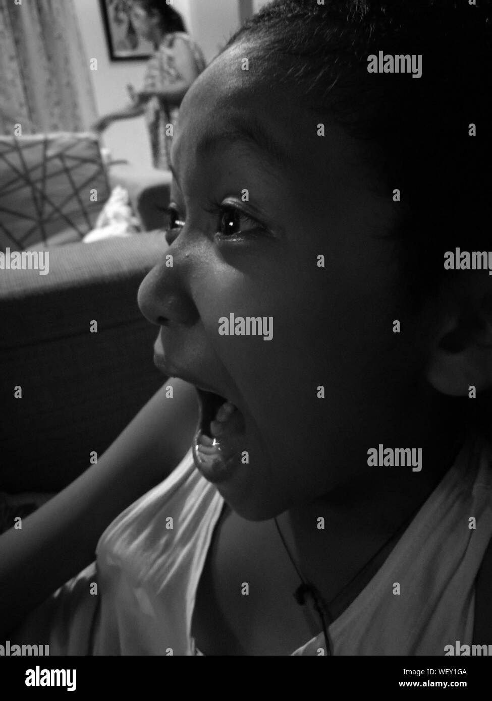 Boy Shouting Black and White Stock Photos & Images - Alamy