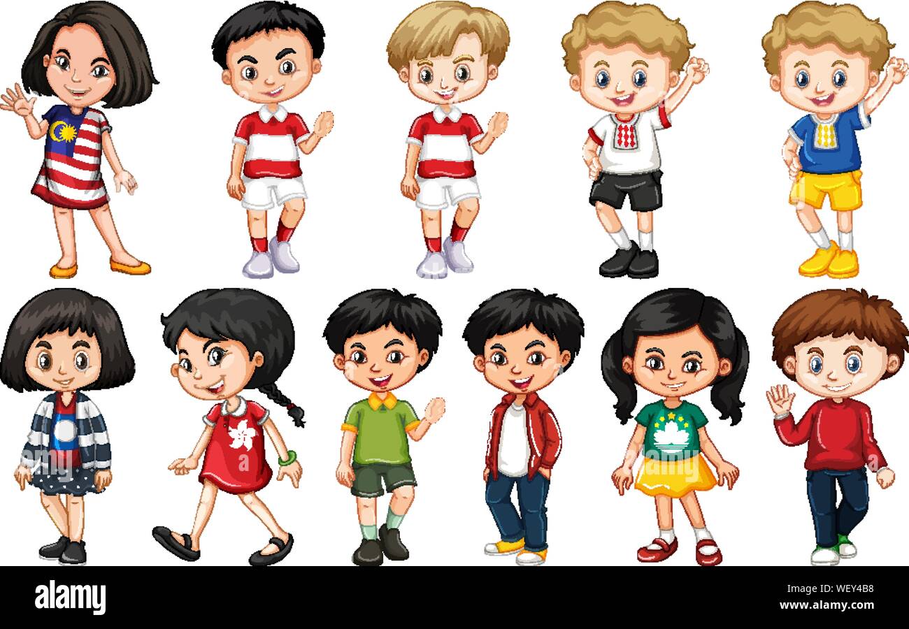 Set of children from different countries illustration Stock Vector ...