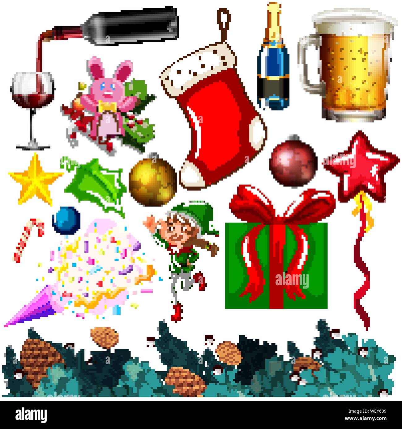 Set of isolated objects of christmas theme illustration Stock Vector ...