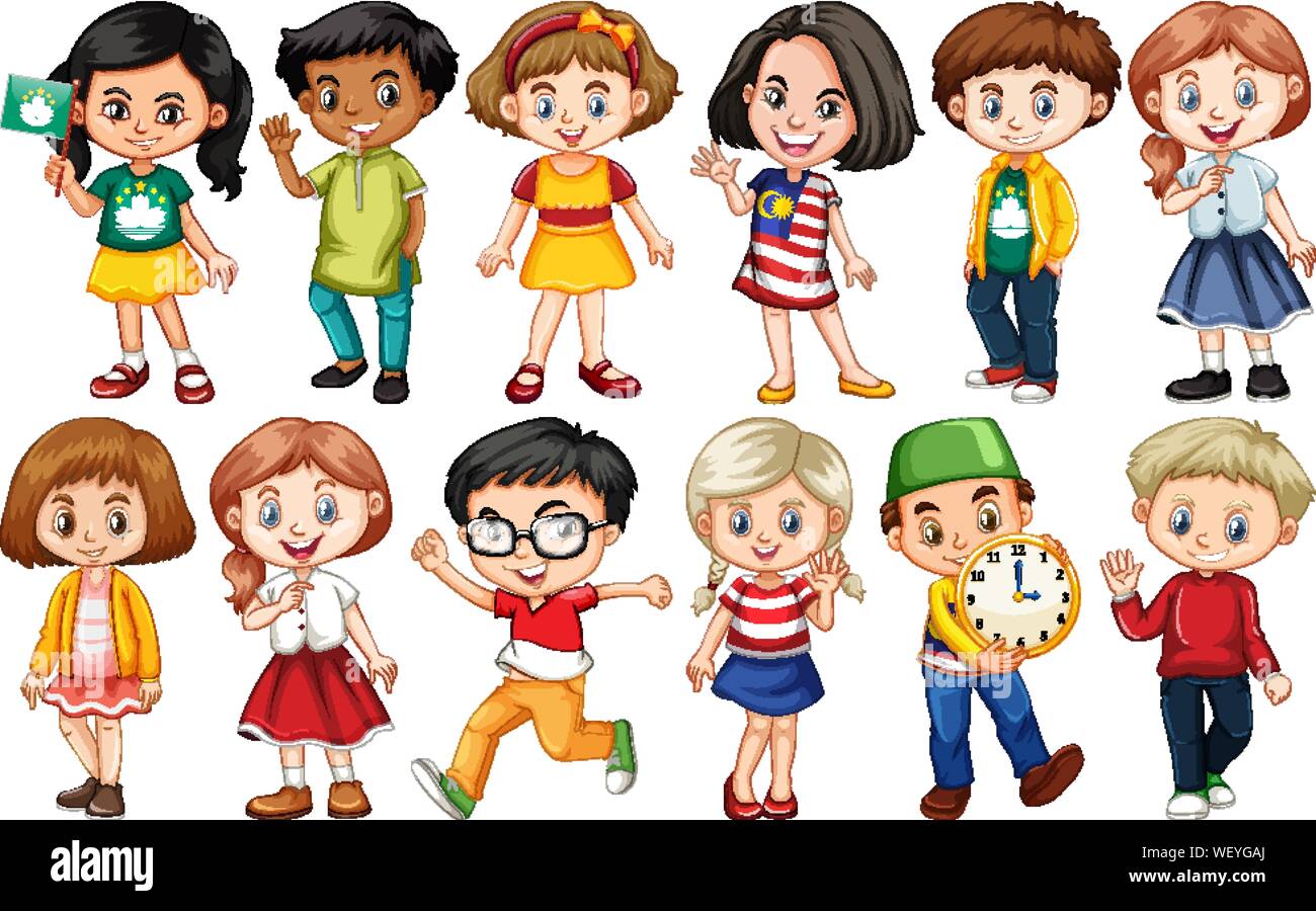 Set of children from different countries illustration Stock Vector ...