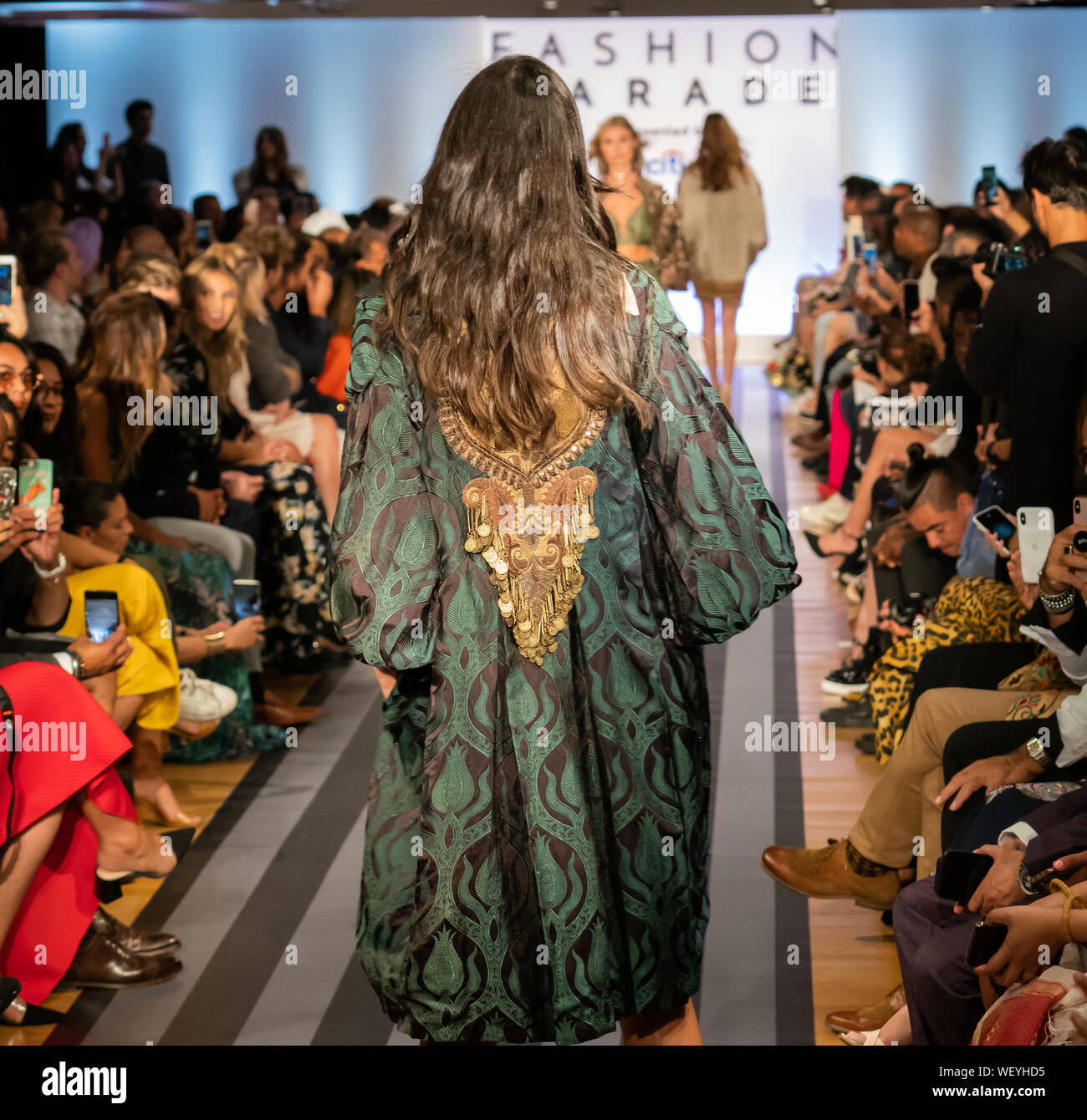 Manhattan, New York, USA - August 27, 2019: Fashion Parade at Christie ...