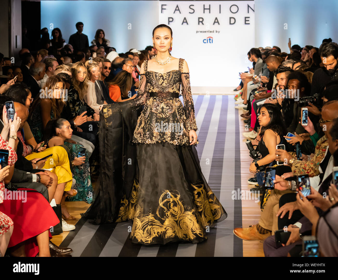 Manhattan, New York, USA - August 27, 2019: Fashion Parade at Christie ...