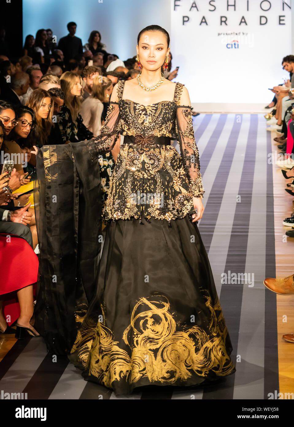 Manhattan, New York, USA - August 27, 2019: Fashion Parade at Christie ...