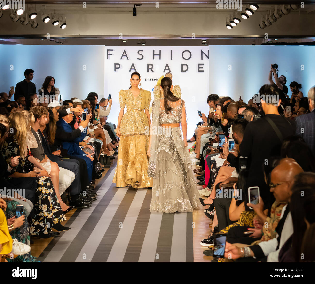 Manhattan, New York, USA - August 27, 2019: Fashion Parade at Christie ...