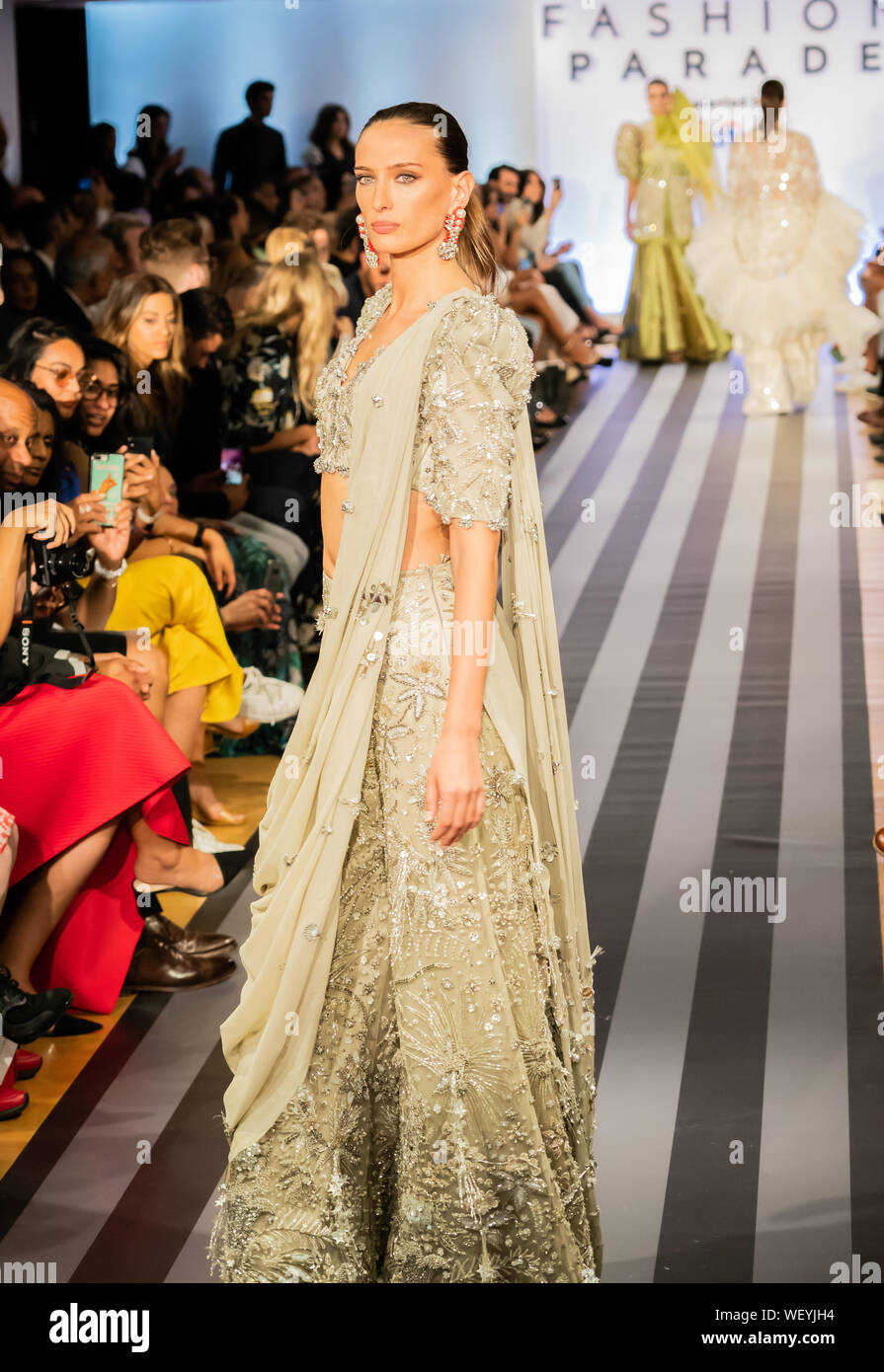 Manhattan, New York, USA - August 27, 2019: Fashion Parade at Christie ...