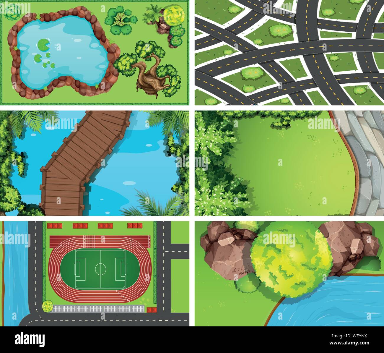 Aerial set of nature scenes illustration Stock Vector Image & Art - Alamy