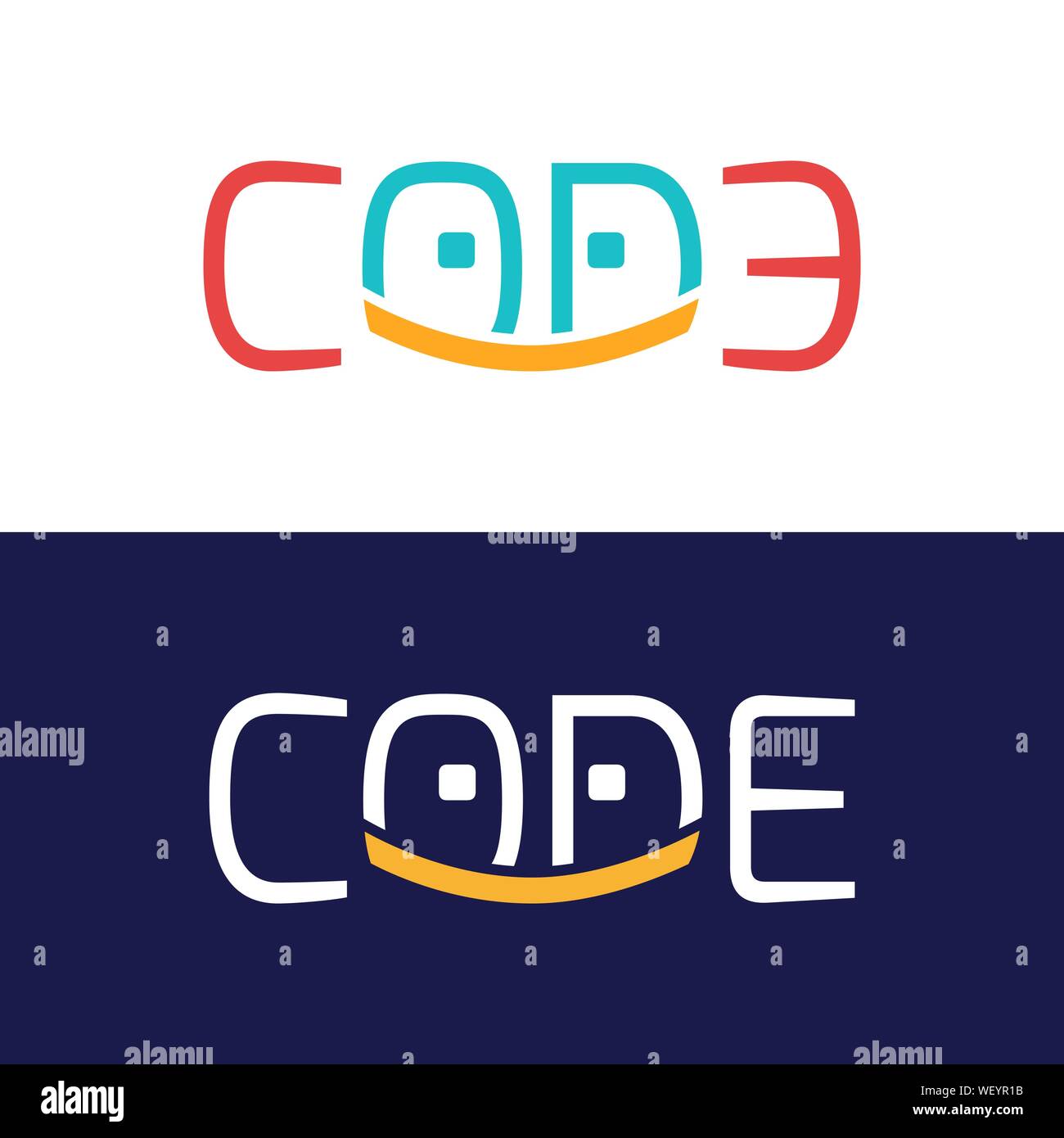 Smile Face Fun Coding Developer Coding Icon Vector Illustration Programming Logo Stock Vector