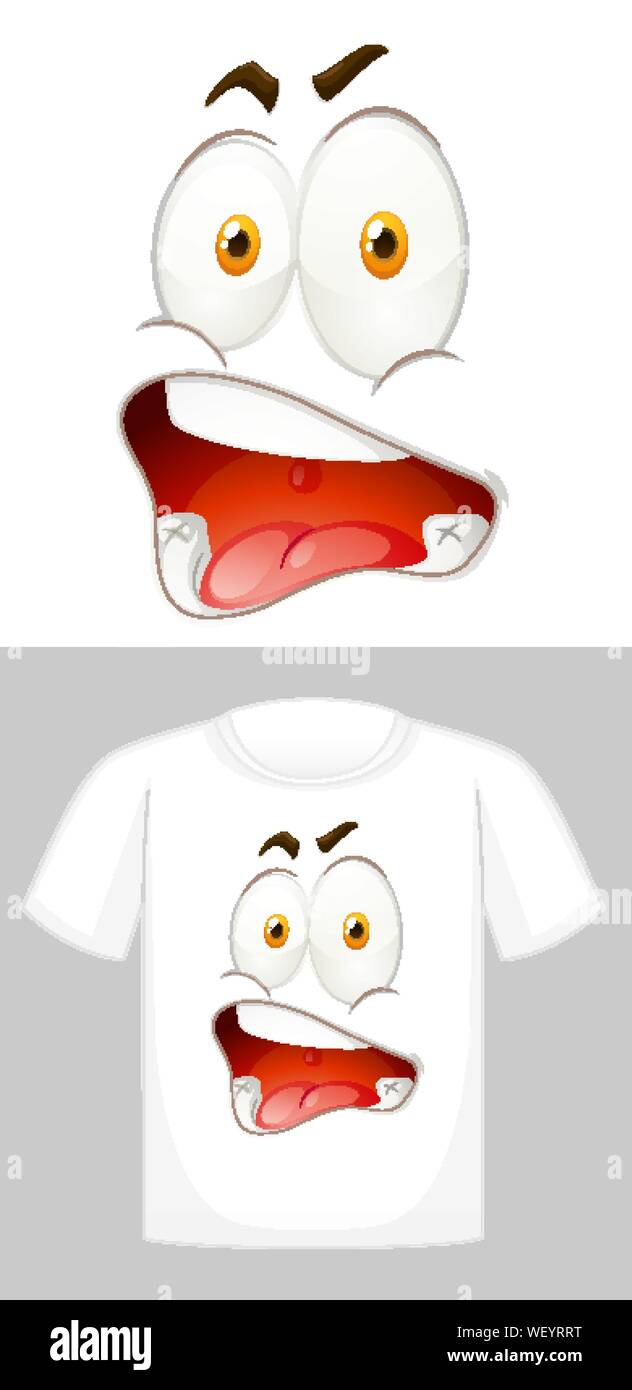 Facial expression on T-shirt design illustration Stock Vector Image ...
