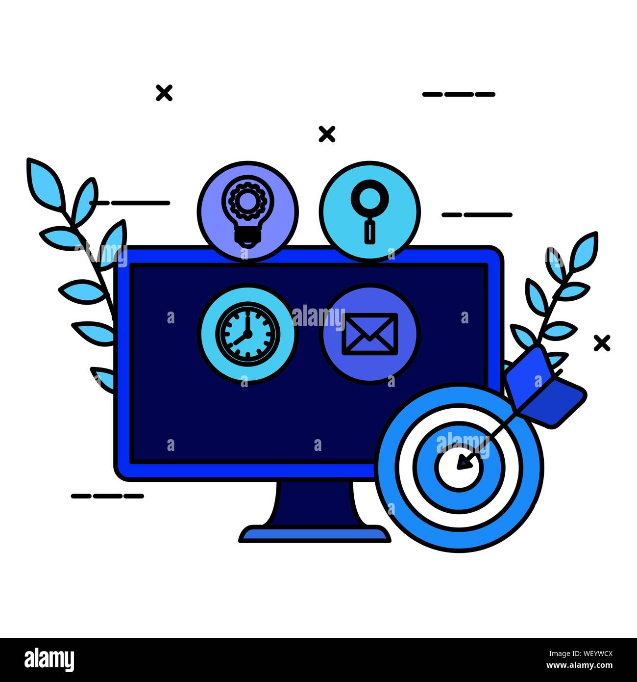 desktop computer with set icons and target Stock Vector Image & Art - Alamy