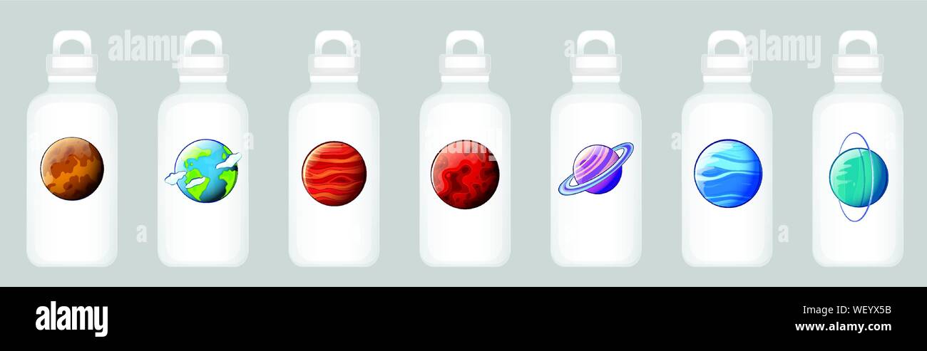 Water bottle design with different planets illustration Stock Vector ...
