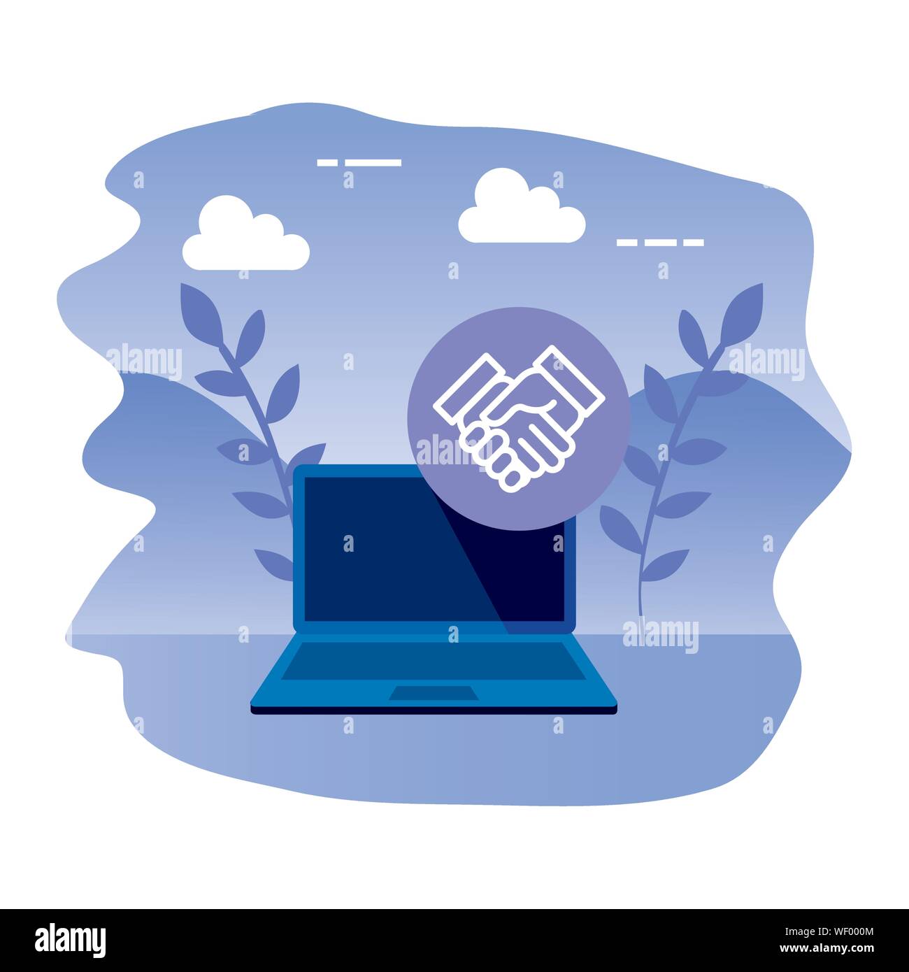 laptop computer with handshake business Stock Vector Image & Art - Alamy