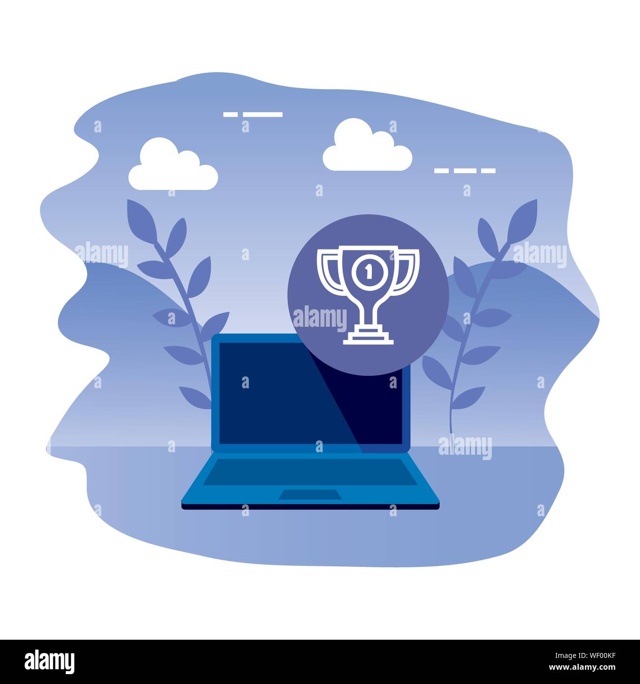 laptop computer with trophy cup Stock Vector Image & Art - Alamy