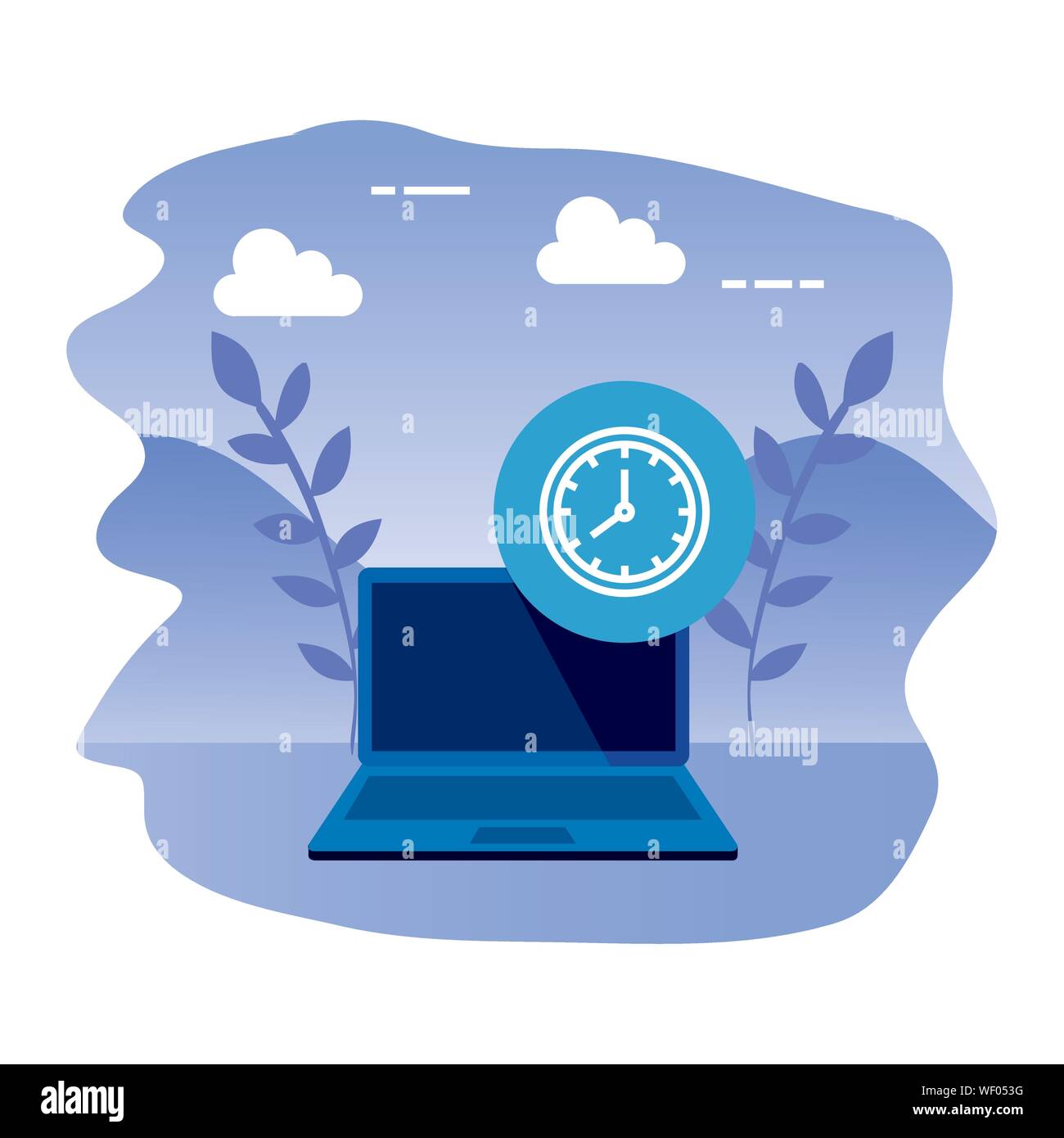 laptop computer with time clock Stock Vector Image & Art - Alamy