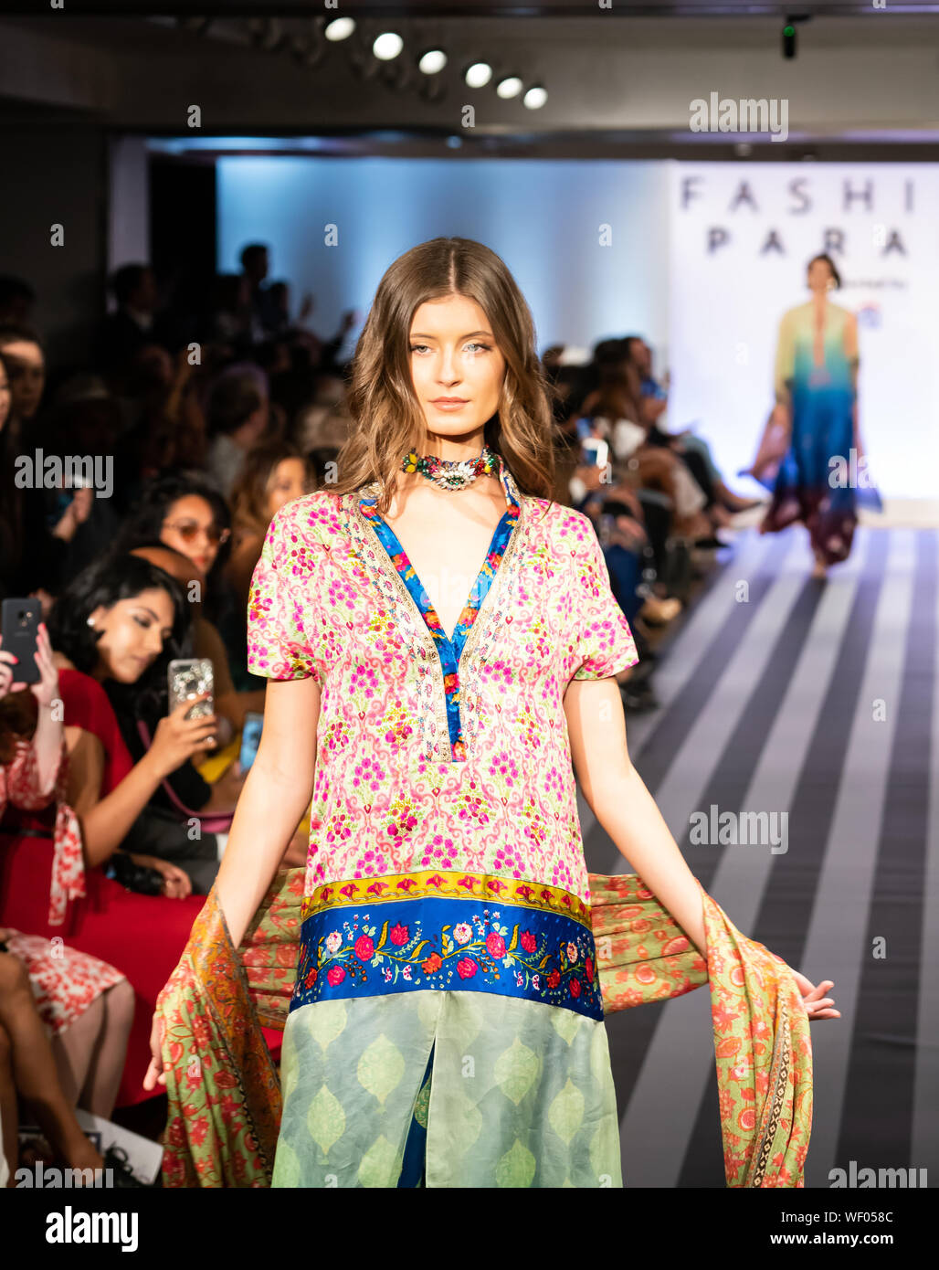 Manhattan, New York, USA - August 27, 2019: Fashion Parade at Christie ...