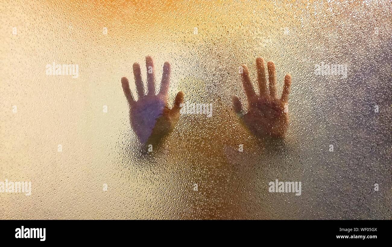 Human Hands Behind Glass Stock Photo - Alamy