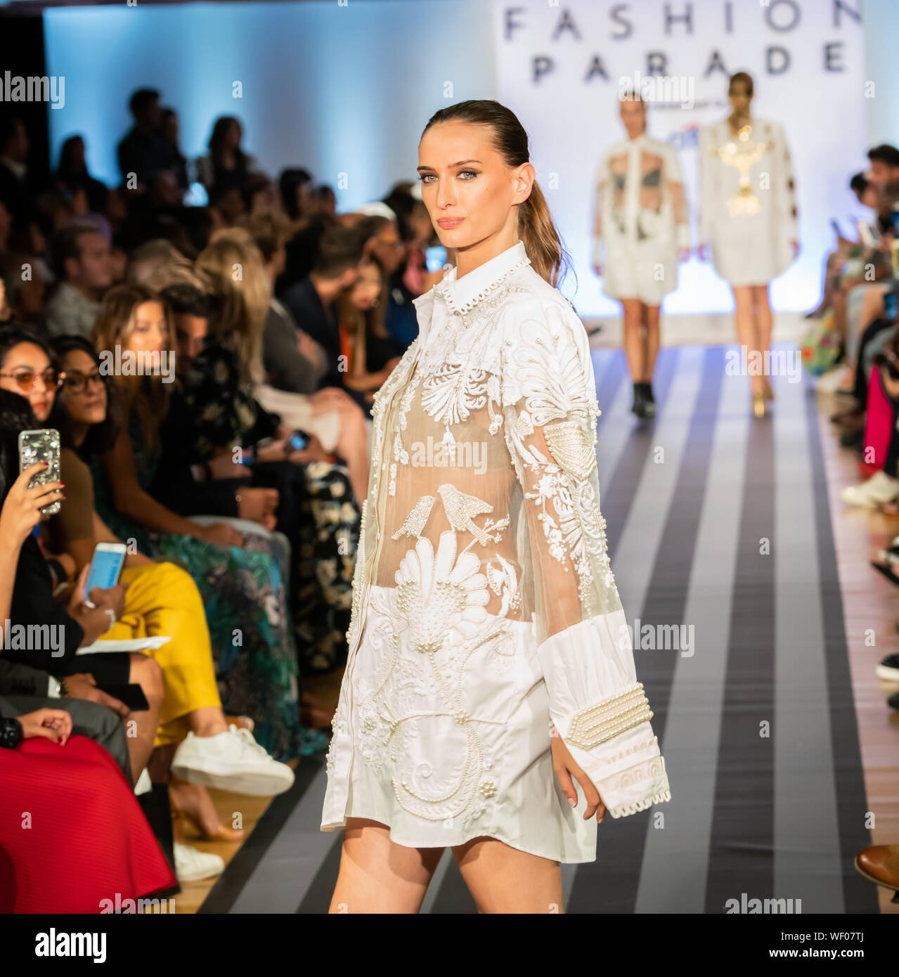 Manhattan, New York, USA - August 27, 2019: Fashion Parade at Christie ...