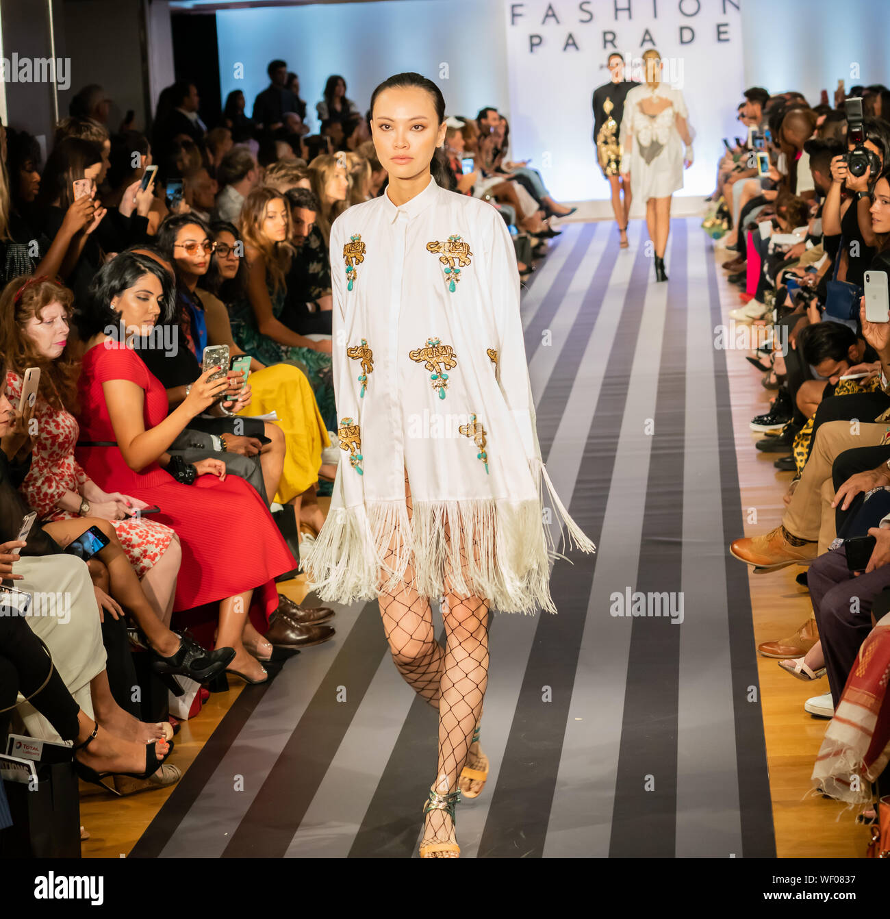 Manhattan, New York, USA - August 27, 2019: Fashion Parade at Christie ...