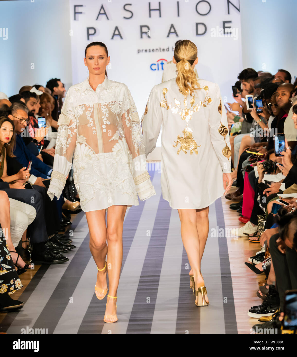 Manhattan, New York, USA - August 27, 2019: Fashion Parade at Christie ...