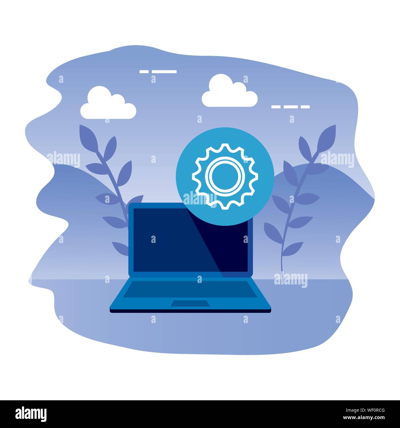 laptop computer with gear machine Stock Vector Image & Art - Alamy