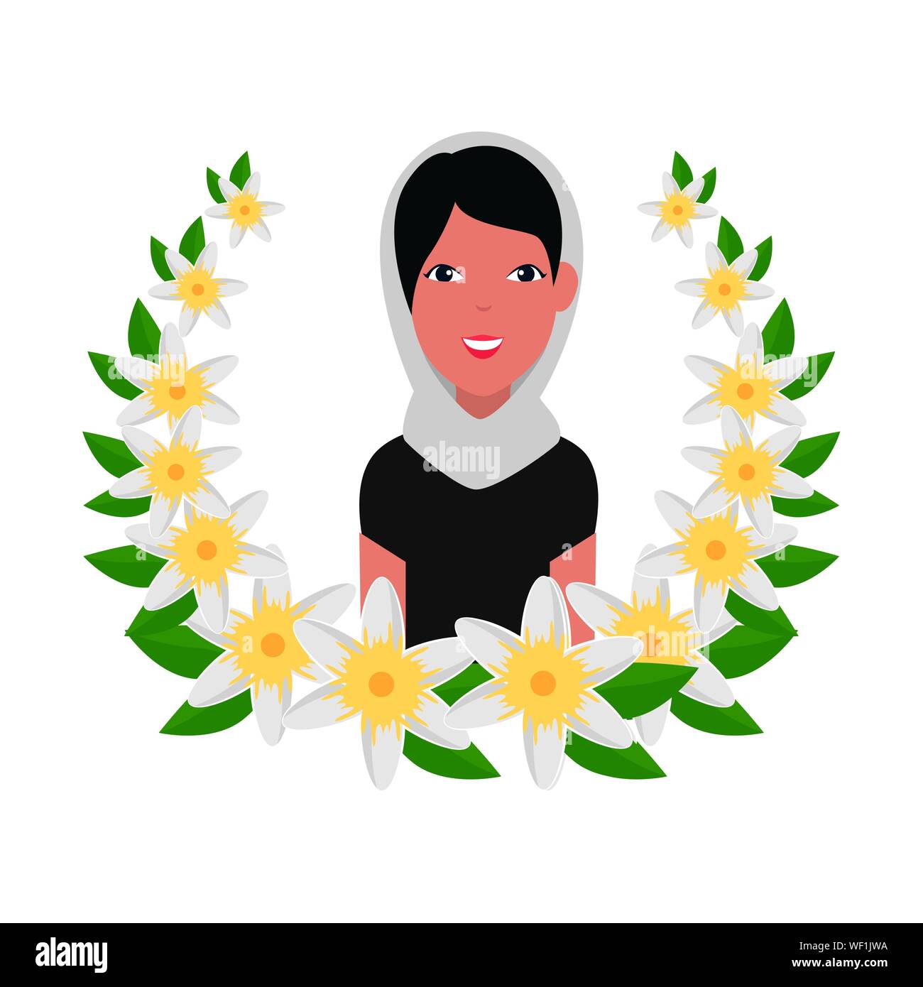 islamic woman with traditional burka and floral crown Stock Vector ...