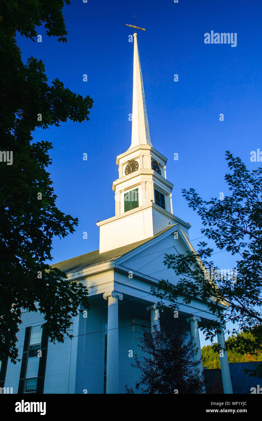 Front of the Stowe Community Church in picturesque Stowe, Vermont, USA ...